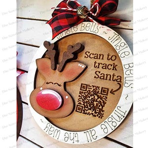 Reindeer Santa Tracker Christmas Ornament SVG File | Laser Cut File ...
