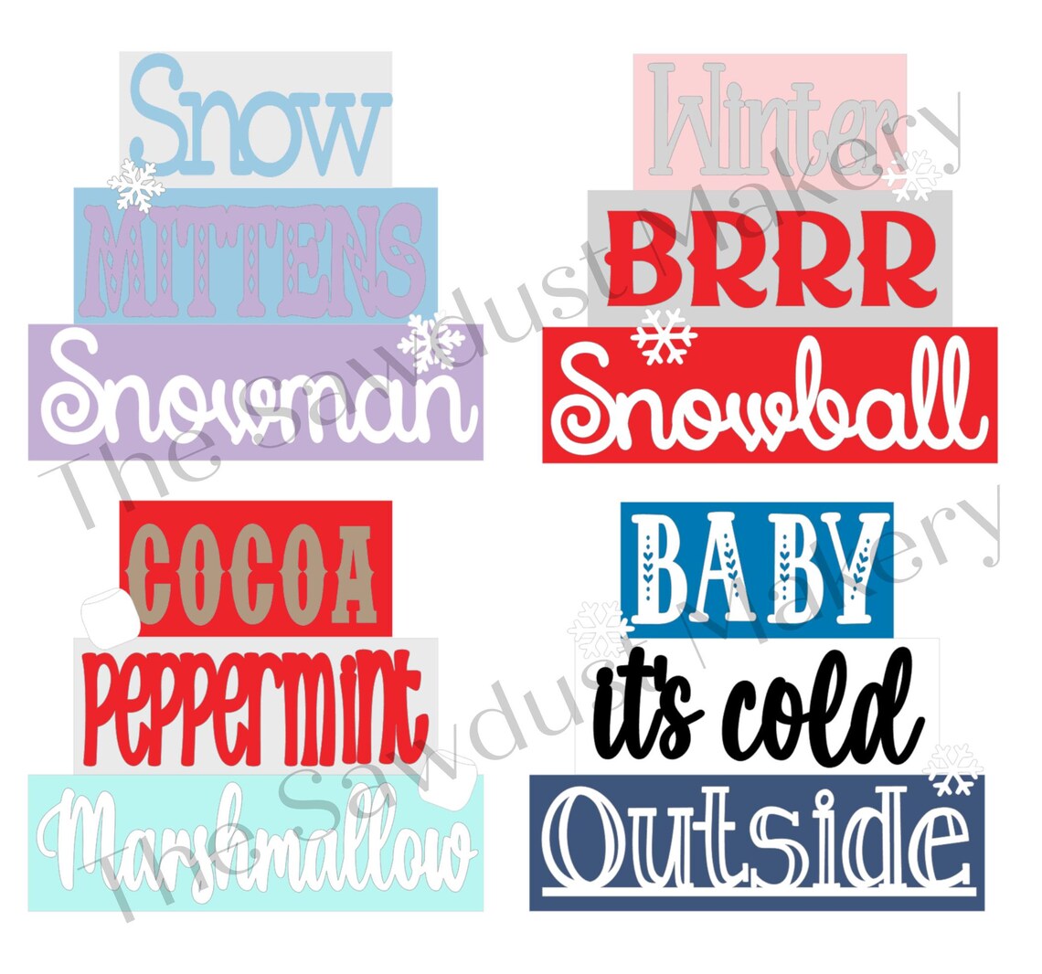 Winter Word Stackers | Winter Mini Block SVG | SVG File | Laser Cut ...