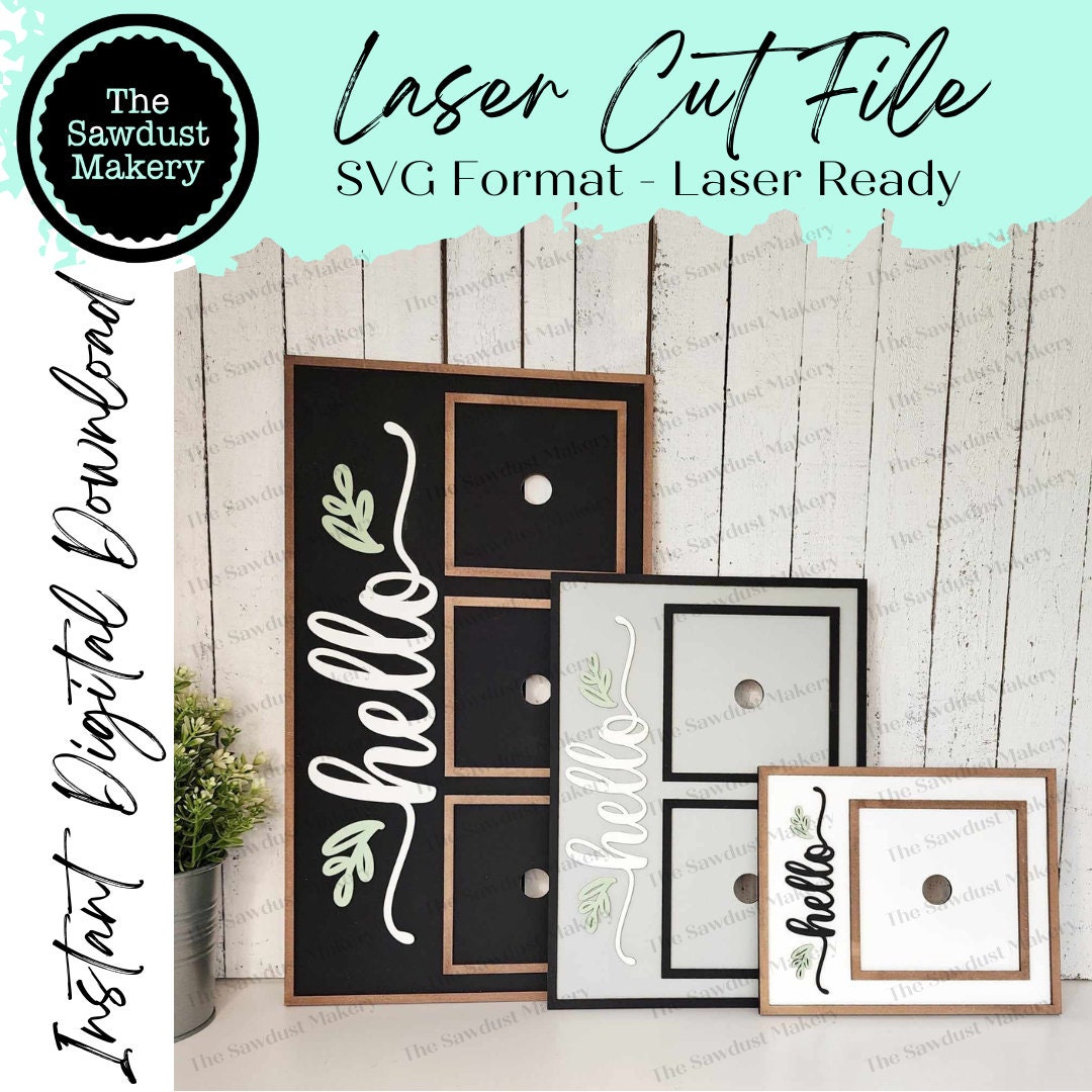 Interchangeable Hello Sign Frame Bundle SVG | Laser Cut File ...