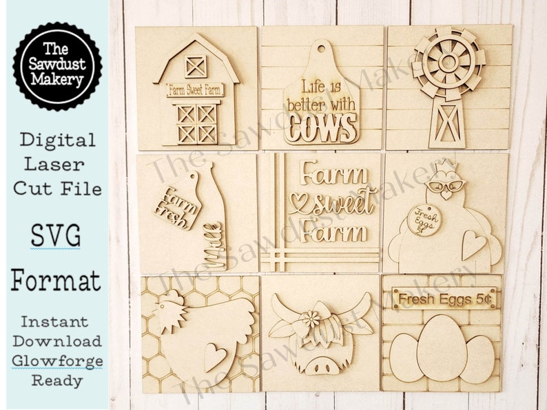 Farm Highland Cow Laser Cut File Farmhouse Interchangeable - Etsy New ...