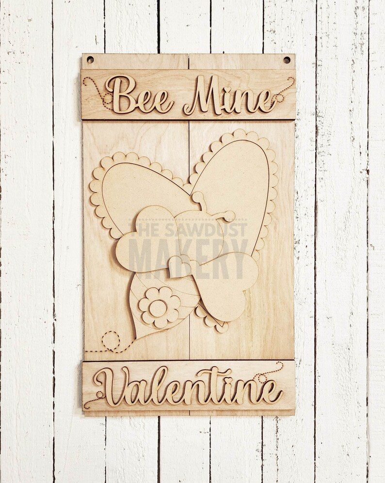 Valentine Bee Mine Pallet Sign Door Hanger SVG File Laser - Etsy