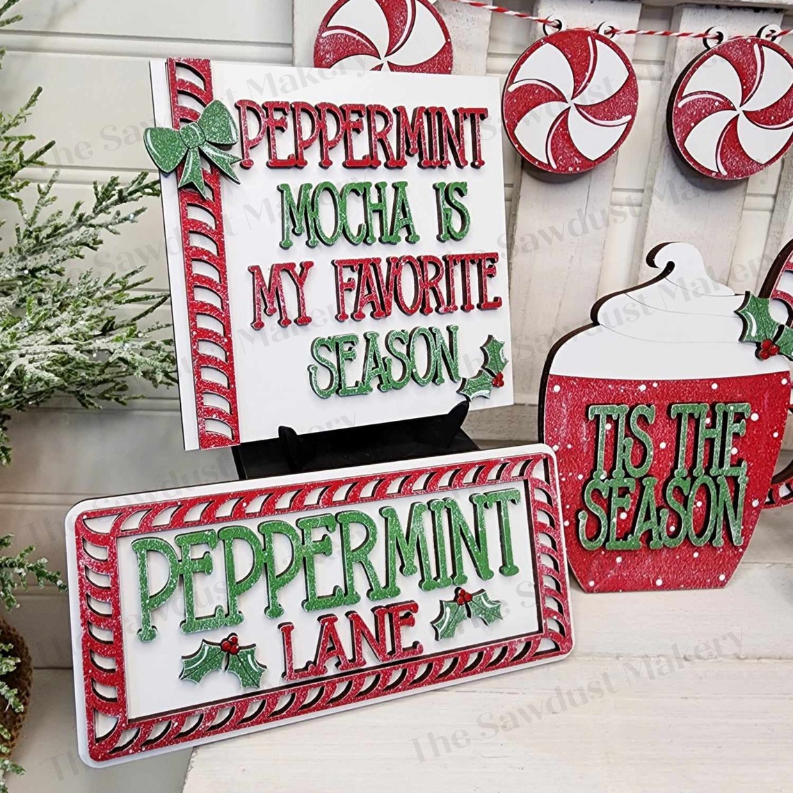 Peppermint Mocha Tiered Tray SVG File | Laser Cut File | Glowforge ...
