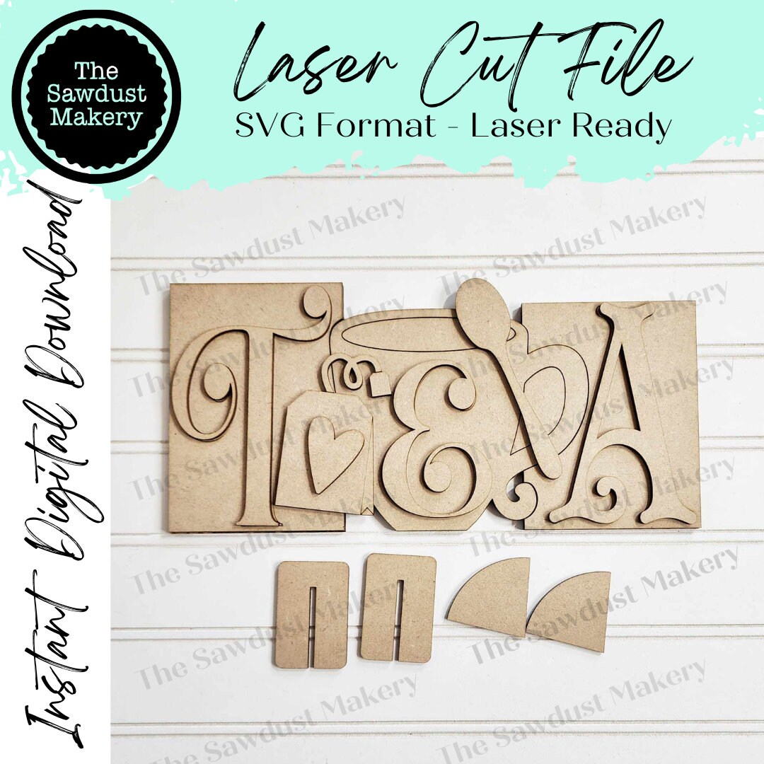 Tea Word Block SVG Word Block SVG SVG File Laser Cut File Glowforge ...