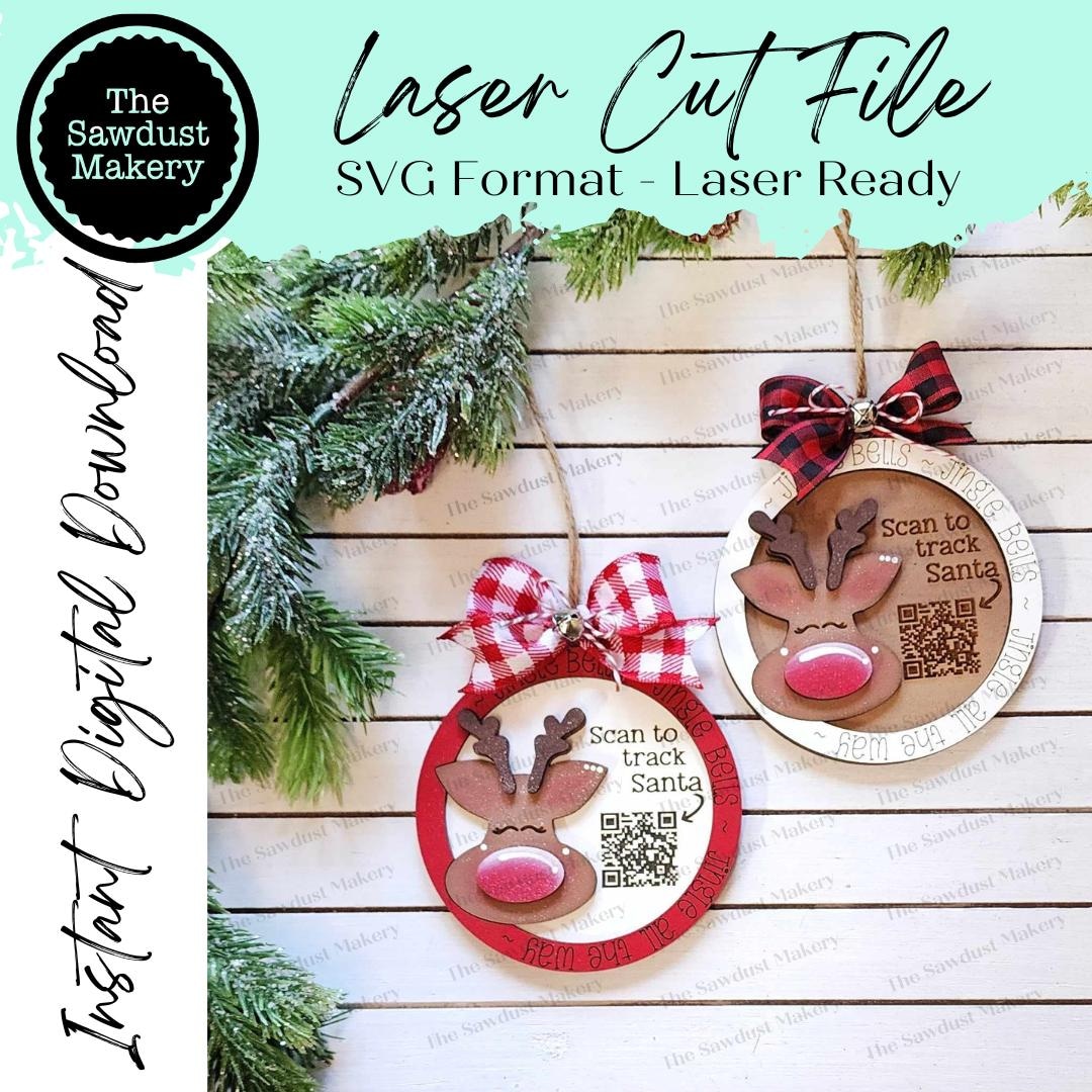 Reindeer Santa Tracker Christmas Ornament SVG File | Laser Cut File ...