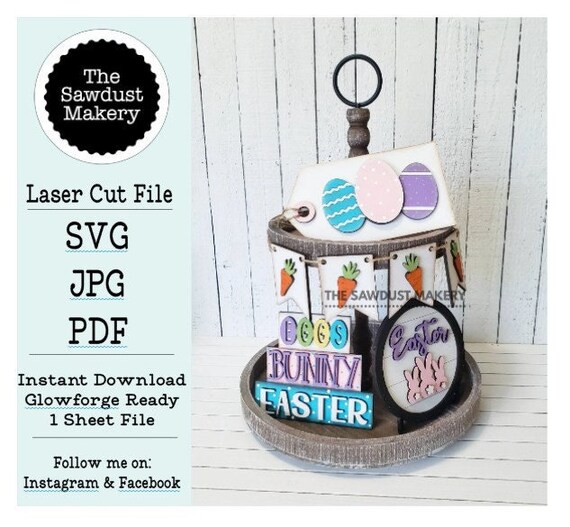 Easter Tiered Tray SVG File Bunny Svg Laser Cut File - Etsy