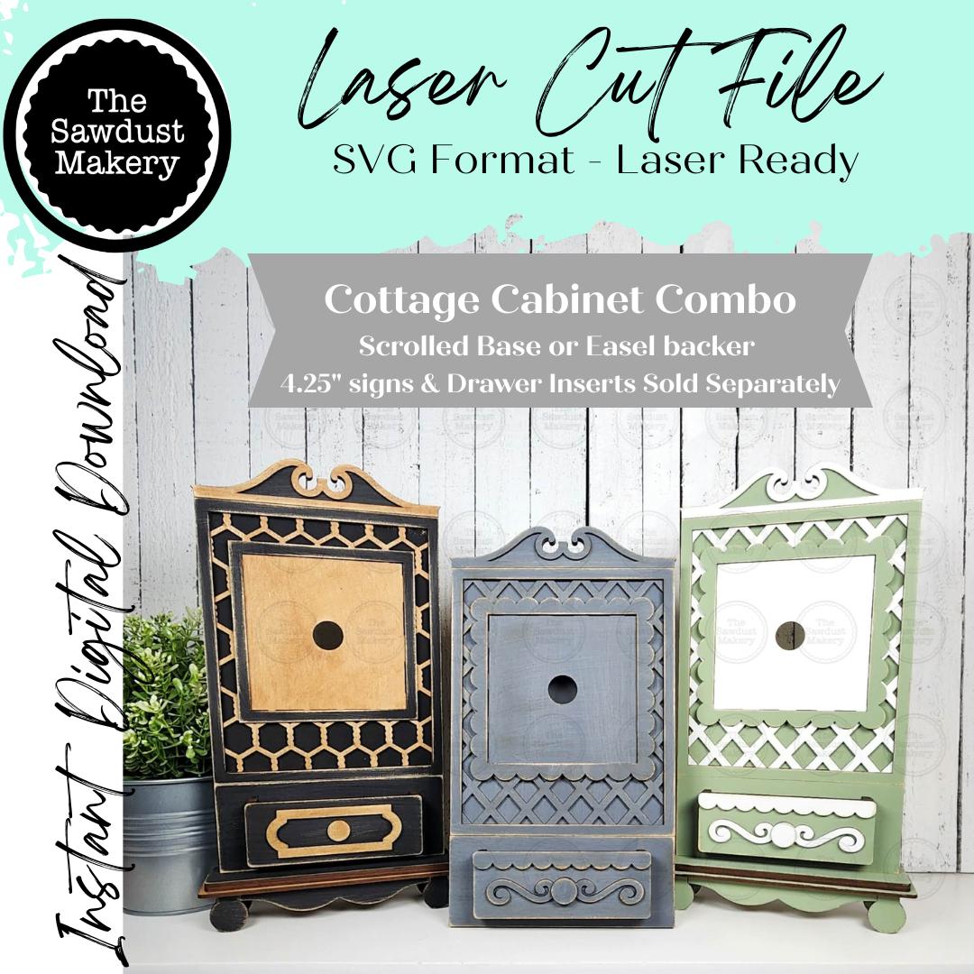Cottage Cabinet 4.25" Sign Combo Interchangeable Base SVG | Home Decor ...