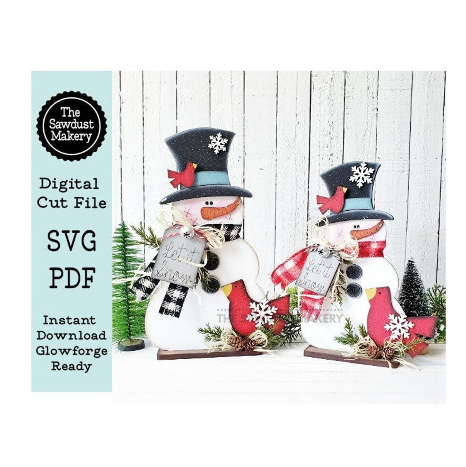 Standing Snowbird Snowmen SVG Snowman Laser Cut File Let It - Etsy