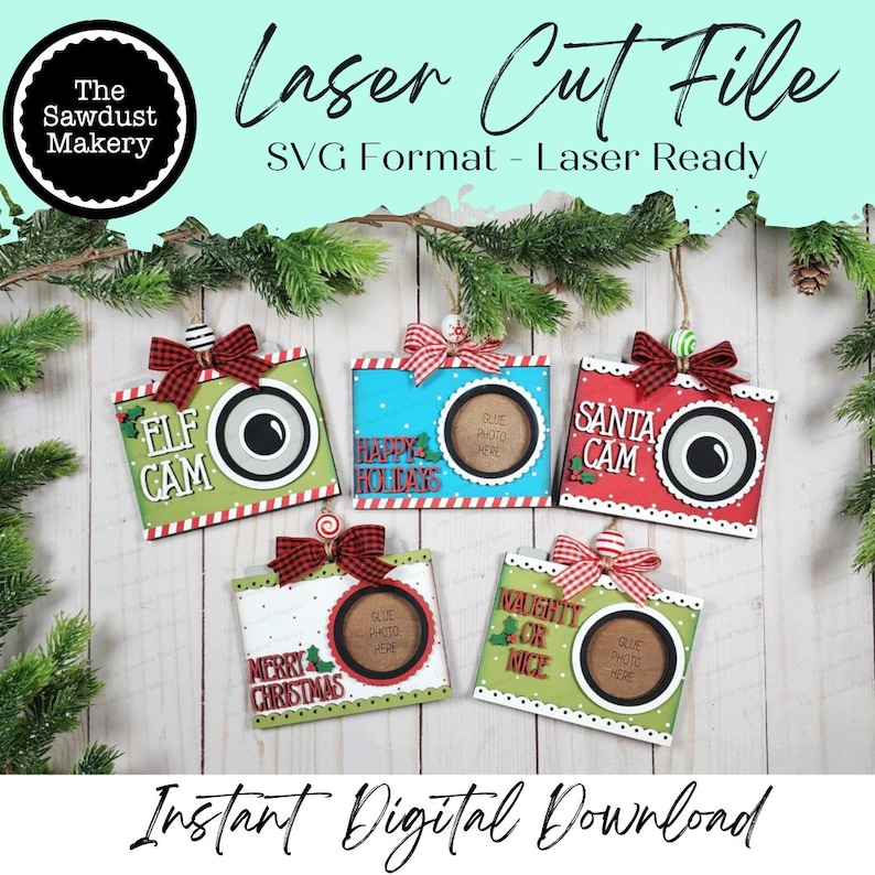 Camera Photo Frame Ornaments SVG File | Laser Cut File | Christmas ...