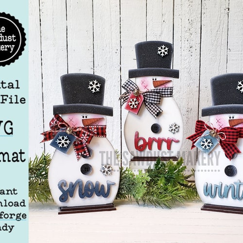 Standing Snowbird Snowmen SVG Snowman Laser Cut File Let It - Etsy