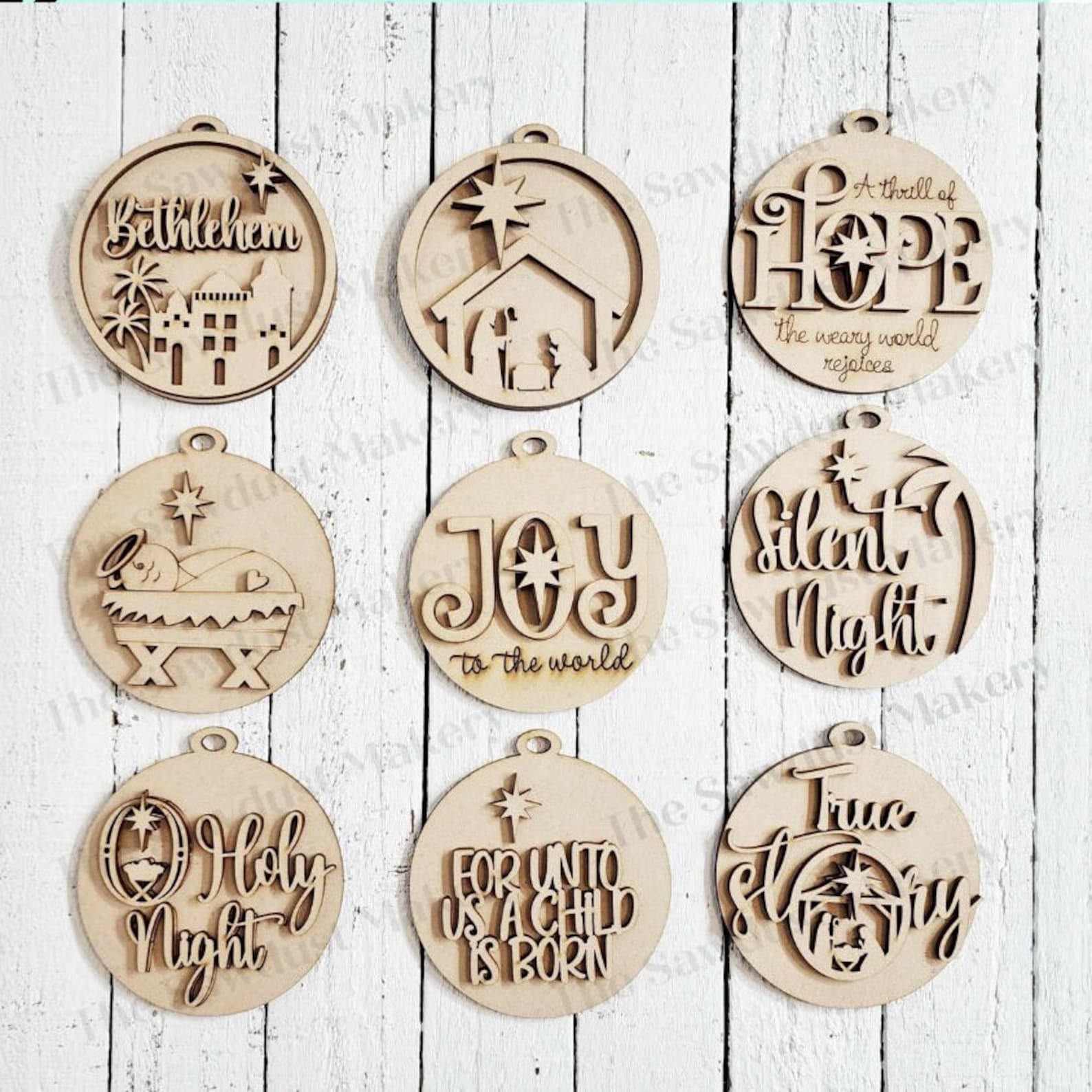 Religious Nativity Christmas Ornament Bundle SVG File Laser Cut File ...