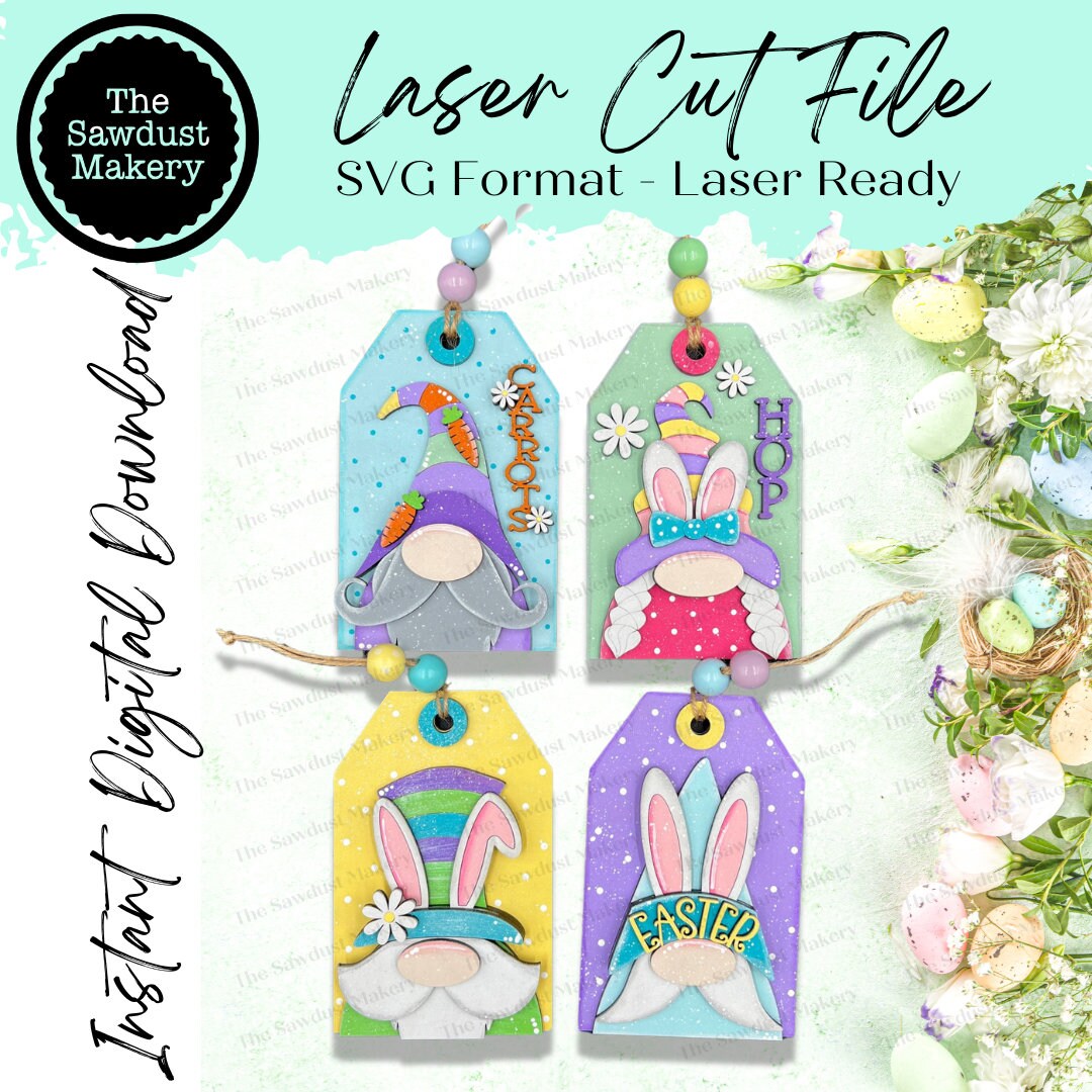 Easter Gnome Tags SVG File | Laser Cut File | Easter Basket SVG | Gnome ...