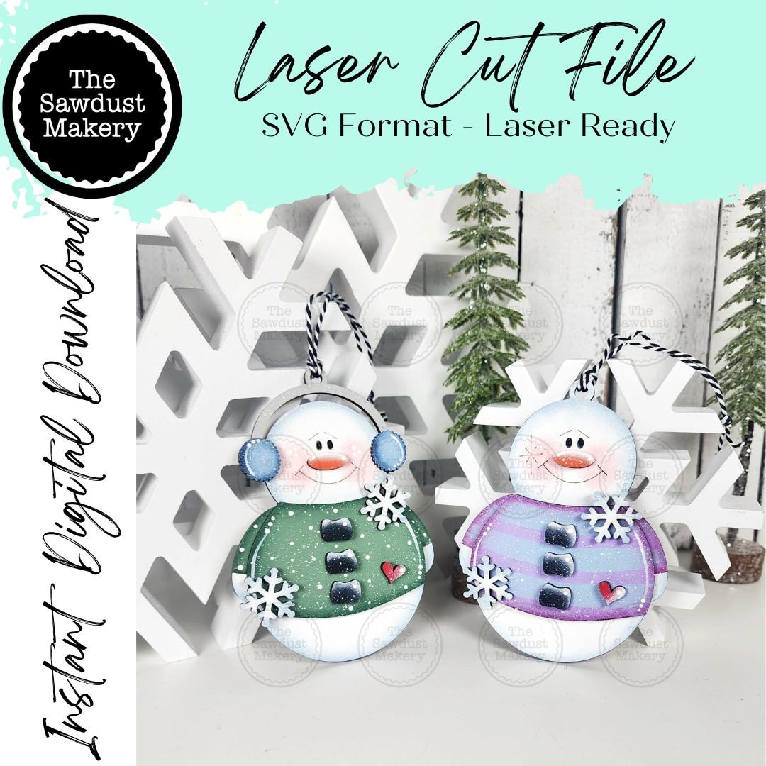 Roly Poly Snowman Christmas Ornament Bundle SVG File | Laser Cut File ...