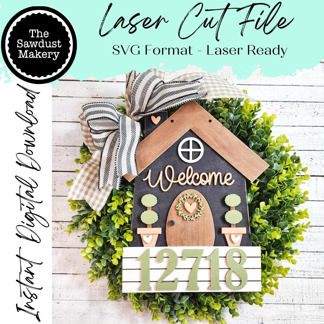 Welcome Home Address Number Sign SVG File | Home SVG | Home Address ...