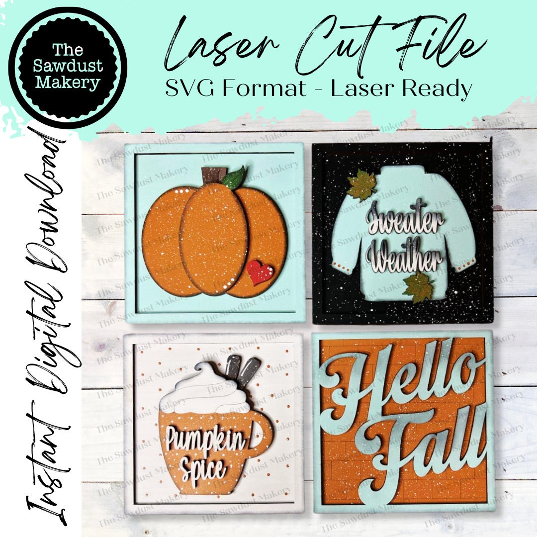 Hello Fall Sign Laser Cut File | Laser Cut File | Interchangeable Frame ...