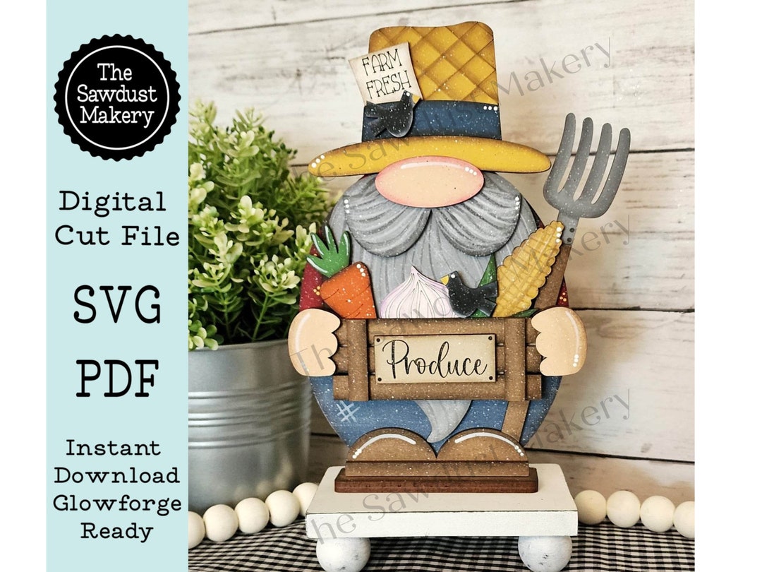 Farmer Gnome SVG File Laser Cut File Standing Gnome SVG - Etsy