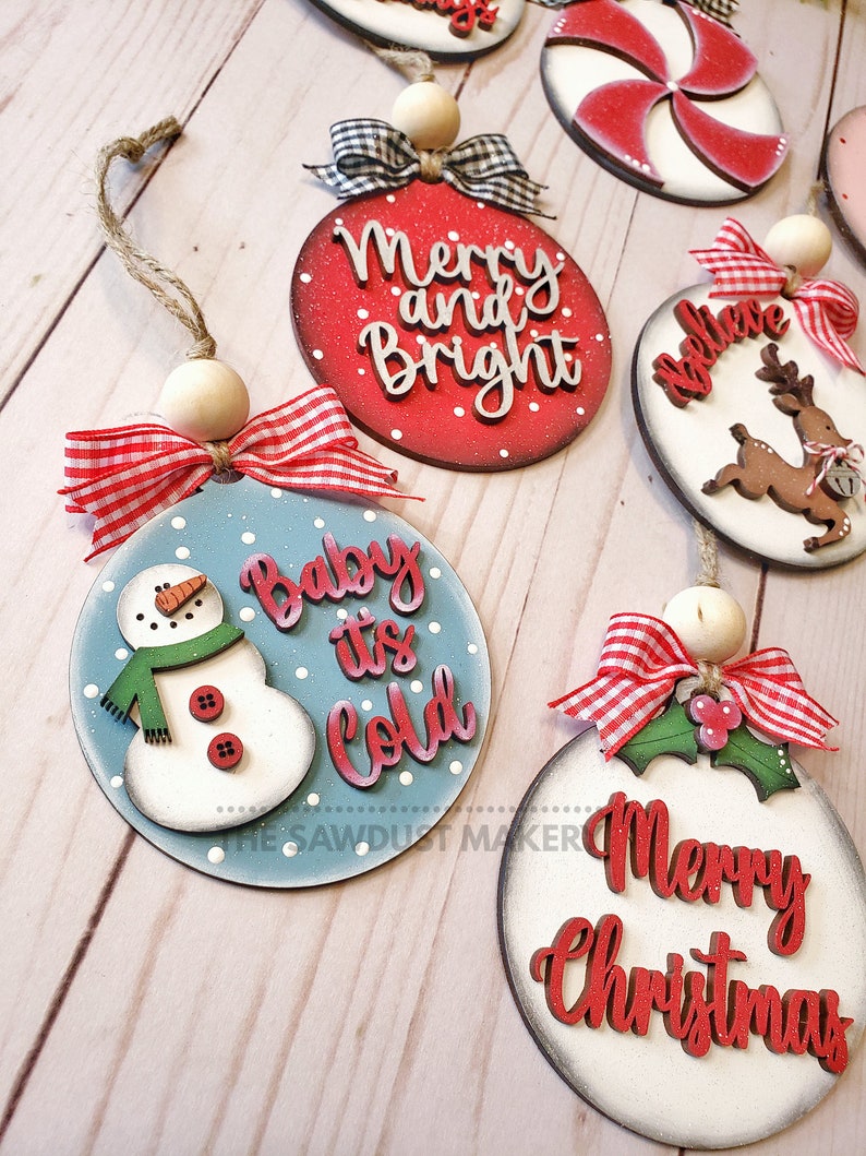 Christmas Ornament Bundle Svg File Laser Cut File Etsy