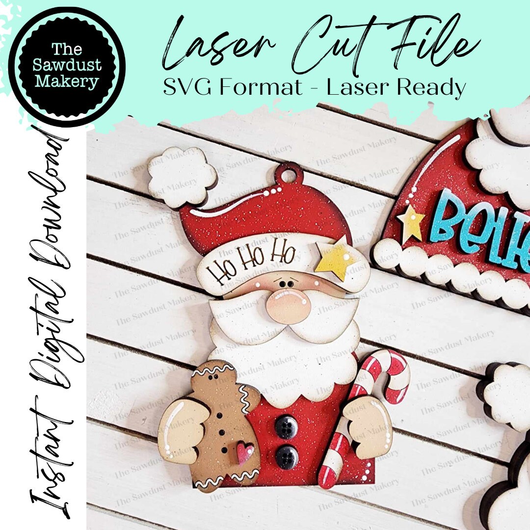 Prim St. Nick Christmas Ornament SVG File | Laser Cut File | Prim Santa ...