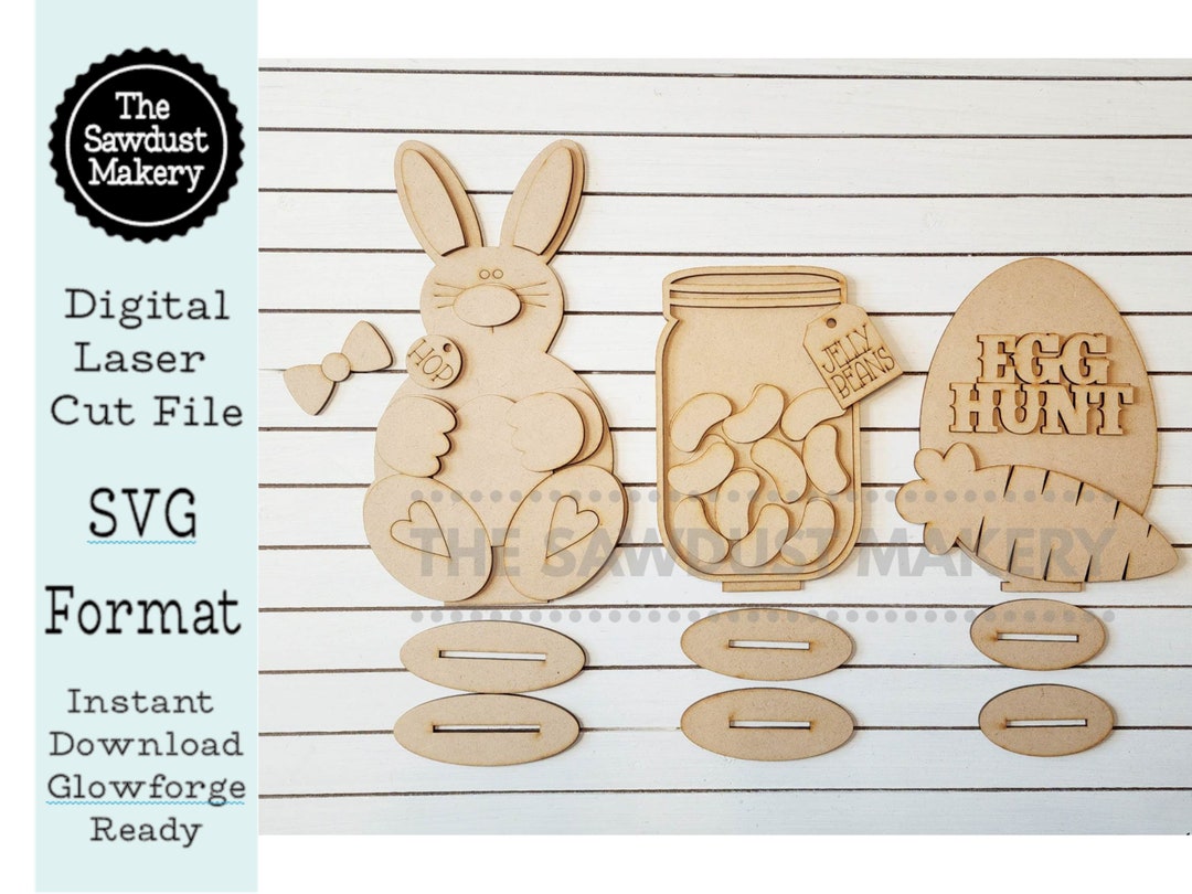 Standing Easter Shelf Sitter SVG Laser Cut File Glowforge - Etsy
