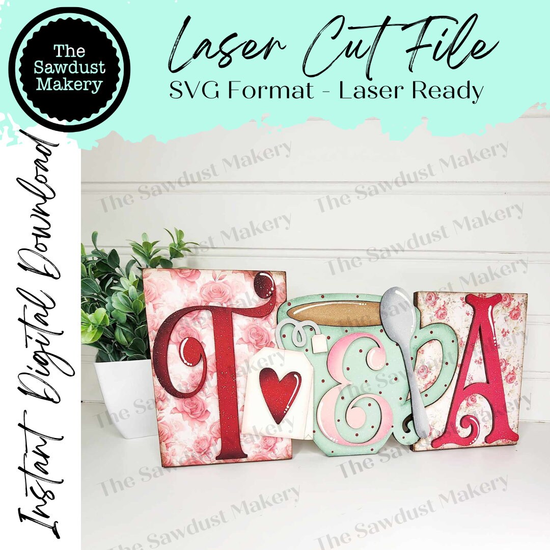 Tea Word Block SVG | Word Block SVG | SVG File | Laser Cut File ...