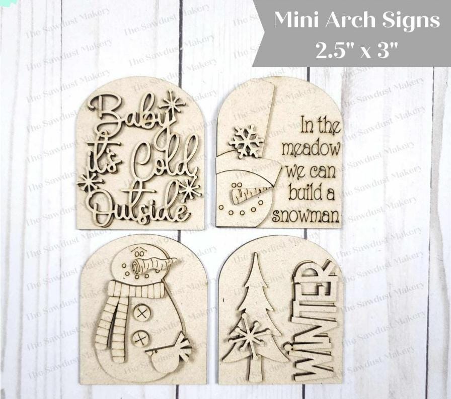 Snowman Winter Mini Arch Sign Set SVG Sign Bundle | Seasonal ...