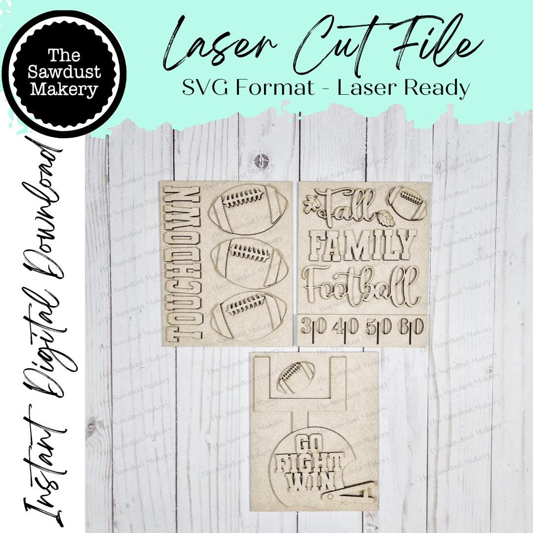 Football Sign Trio Bundle Laser Cut File | Interchangeable Frame ...