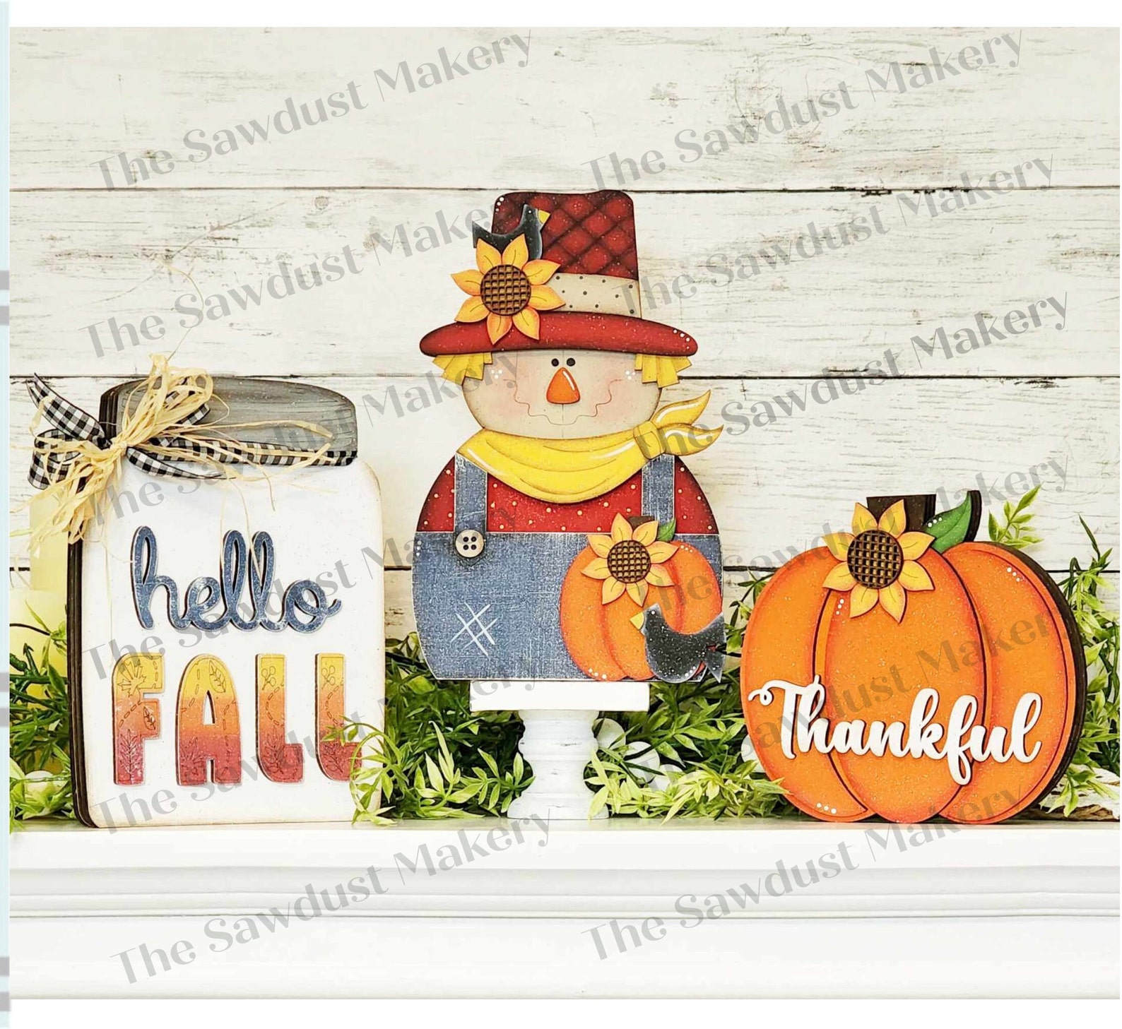 Hello Fall Shelf Sitters SVG File Laser Cut File Glowforge Sunflowers ...
