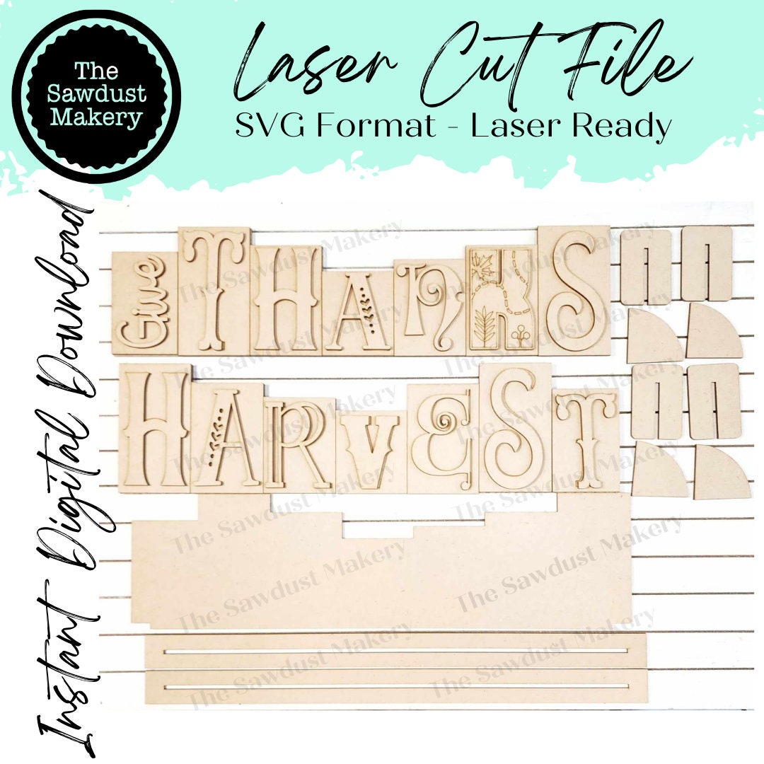 Give Thanks & Harvest Word Blocks SVG Fall Word Block SVG SVG File ...