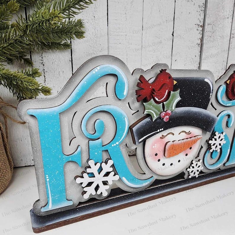 Snowman Frosty Shelf Sitter Standing Sign File SVG | Winter Laser Cut ...
