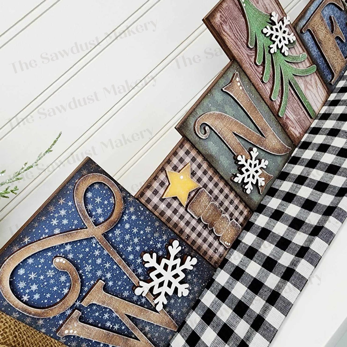 Winter Word Block SVG | Christmas Word Block SVG | SVG File | Laser Cut ...