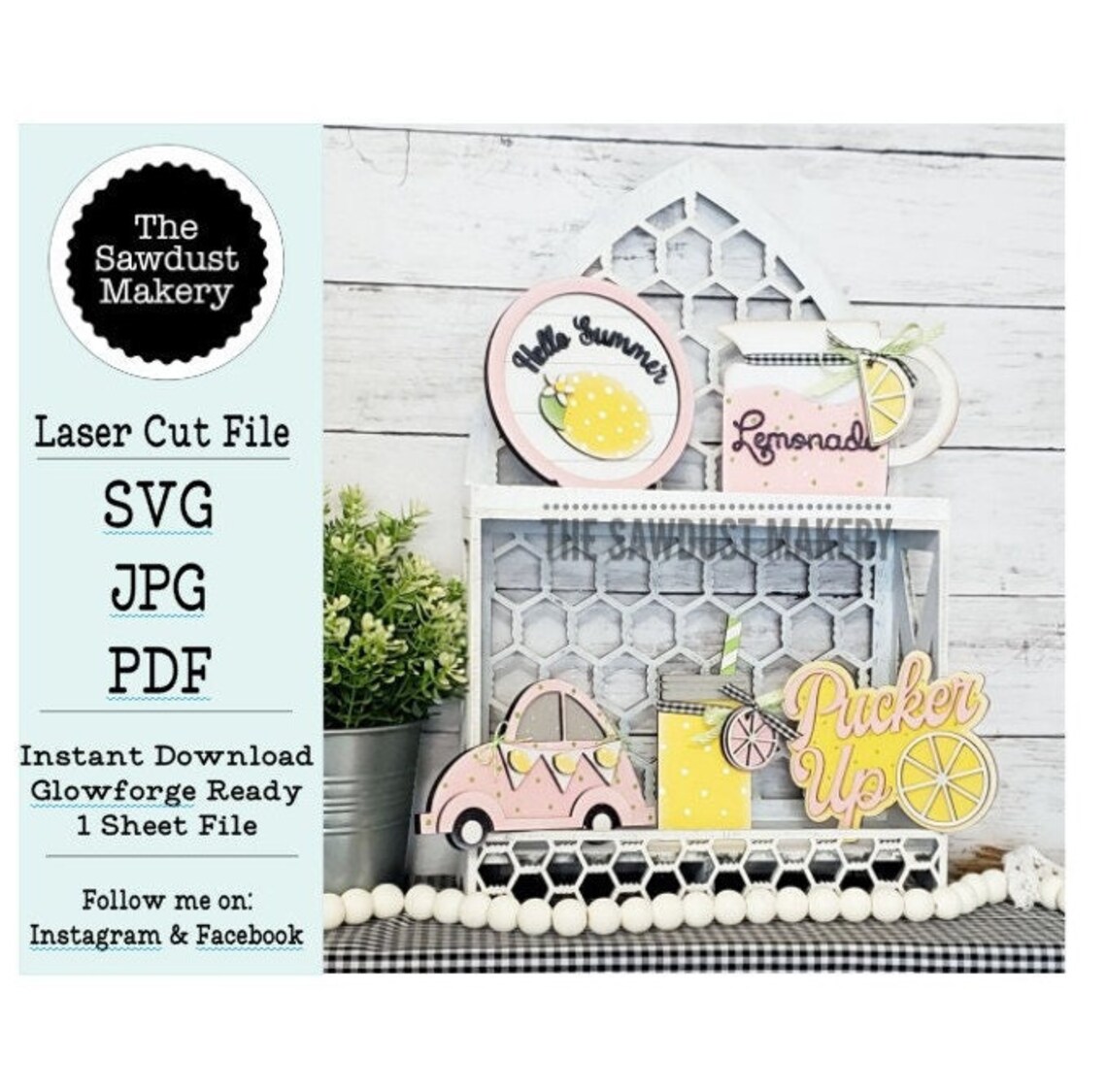 Lemonade Summer SVG File Laser Cut File Pucker up Lemons | Etsy