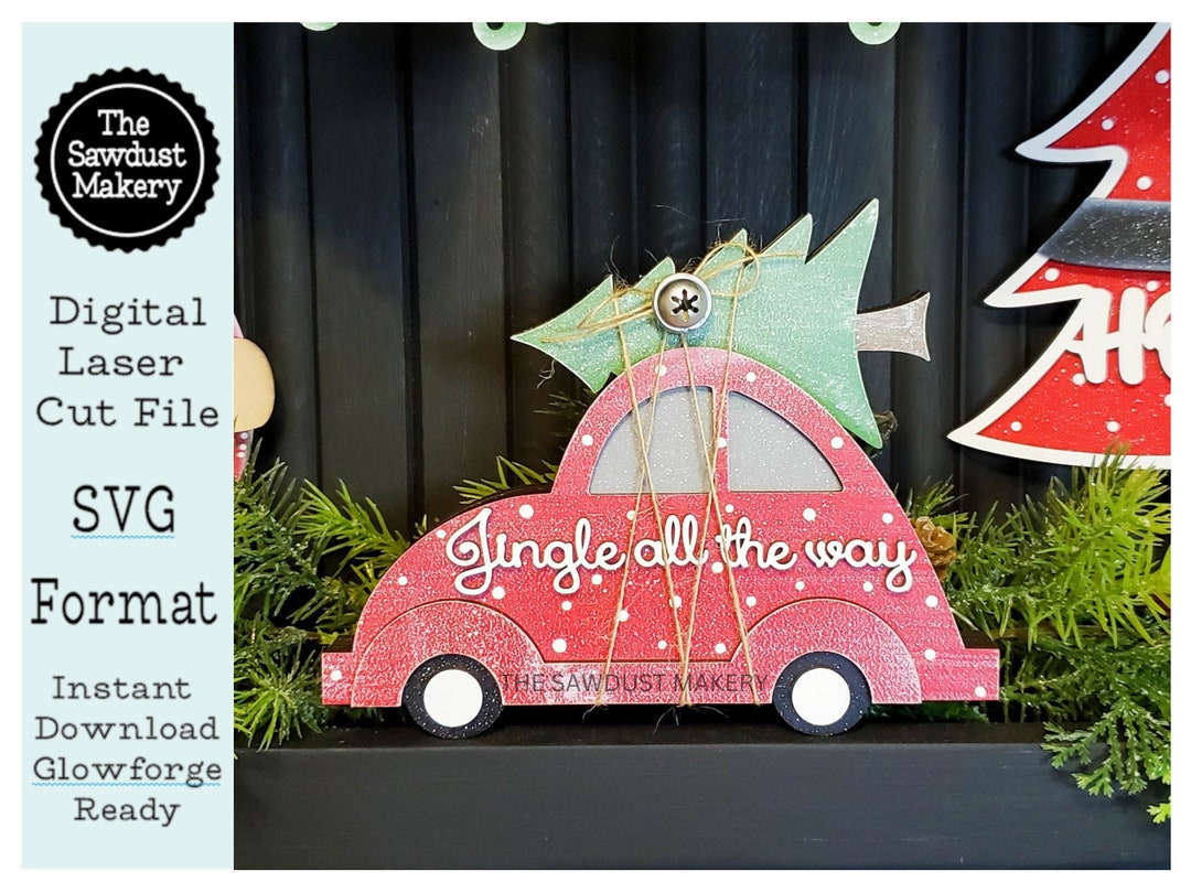 Jingle All the Way Car Christmas Tree SVG File | Laser Cut File ...