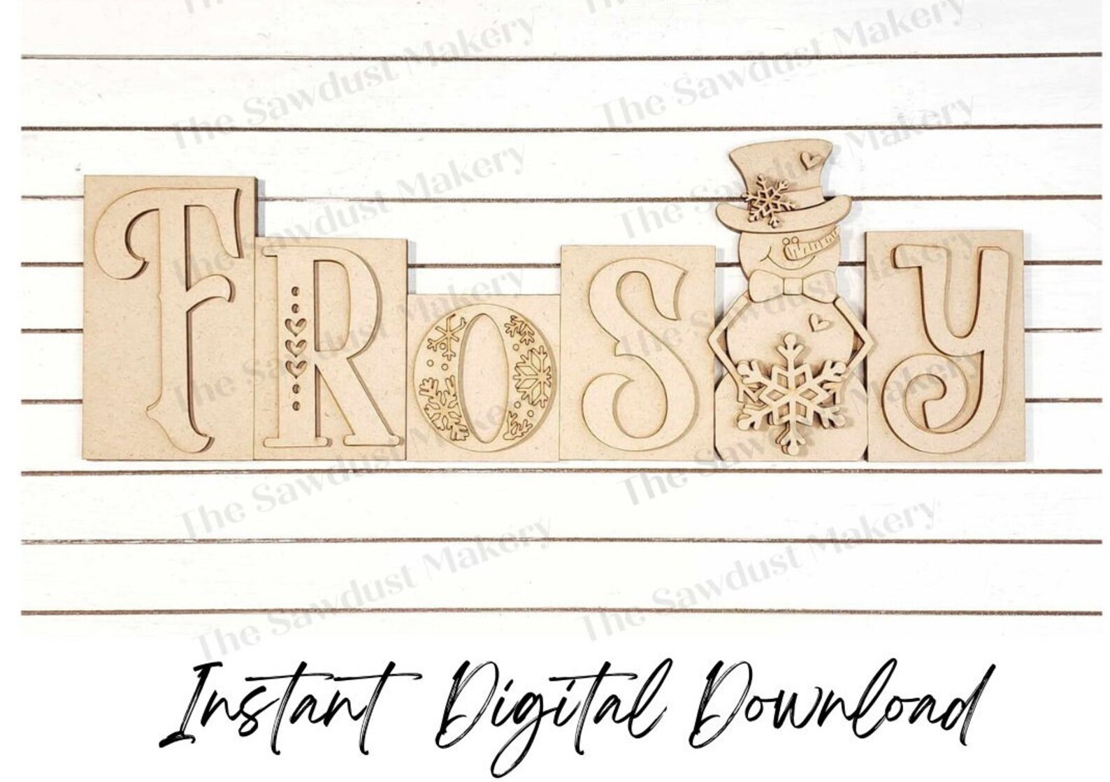 Frosty Word Block SVG | Christmas Word Block SVG | SVG File | Laser Cut ...