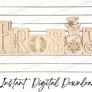 Frosty Word Block SVG | Christmas Word Block SVG | SVG File | Laser Cut ...
