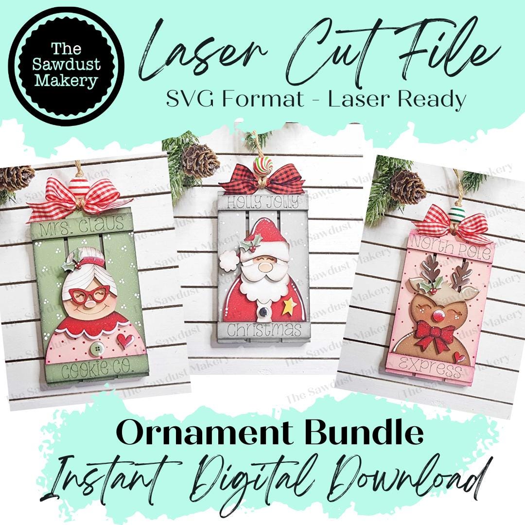 North Pole Pallet Christmas Ornament Bundle SVG File | Laser Cut File ...