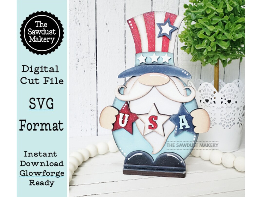 Uncle Sam Gnome SVG File Laser Cut File Standing Uncle Sam - Etsy
