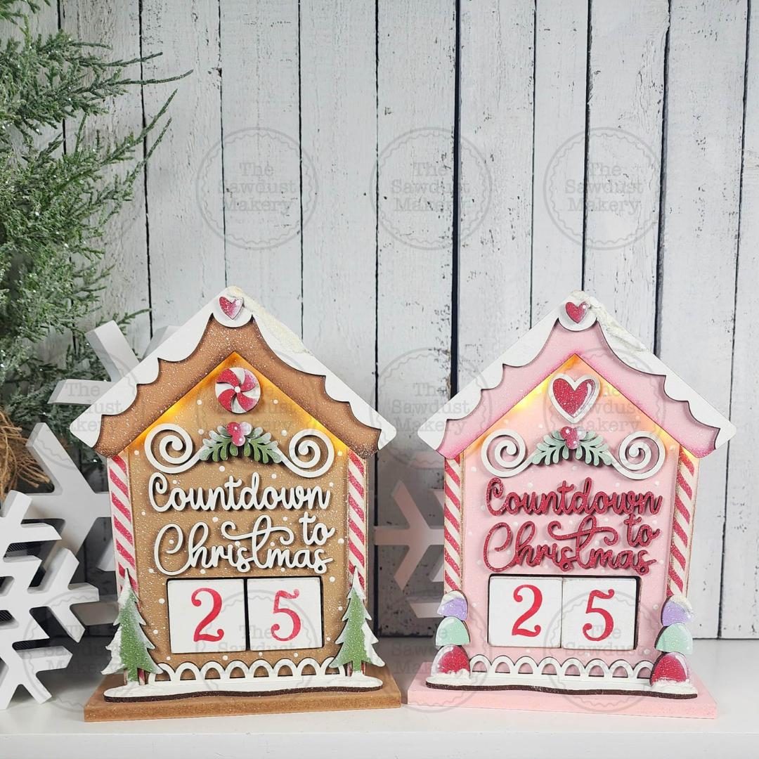 Gingerbread House Countdown to Christmas Shelf Sitter SVG File | Laser ...