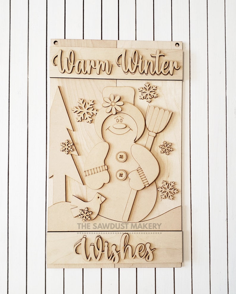 Snowman Pallet Sign Door Hanger SVG File Laser Cut File - Etsy