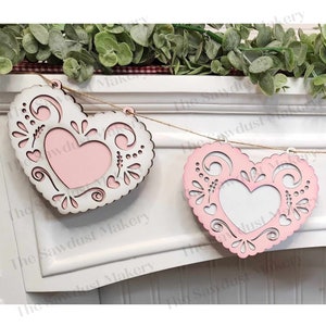 Lace Heart Valentine Banner SVG | Laser Cut File | Glowforge ...