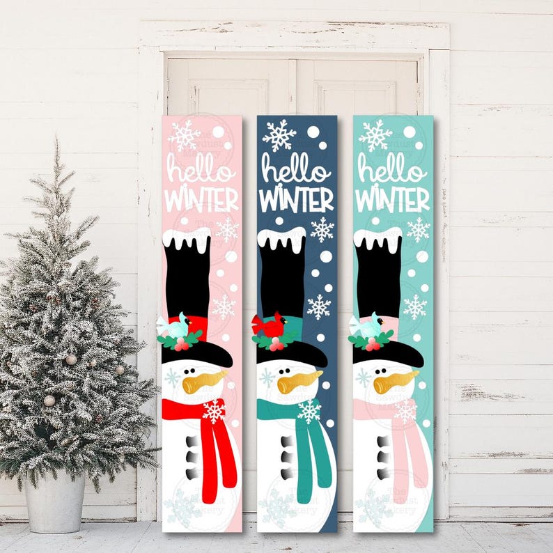 Hello Winter Snowman Porch Leaner SVG File | Laser Cut File | Snowman ...