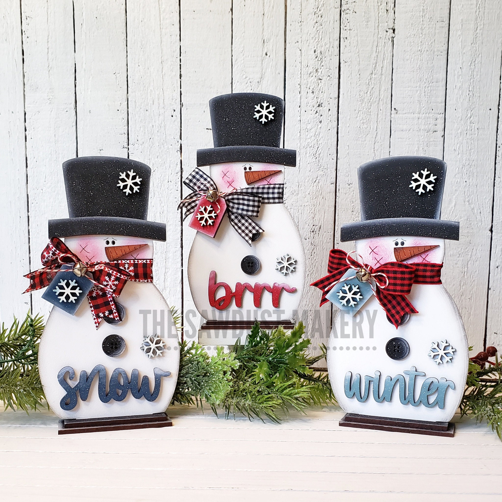 Winter Snowmen Trio SVG Snowman Laser Cut File Let It Snow - Etsy