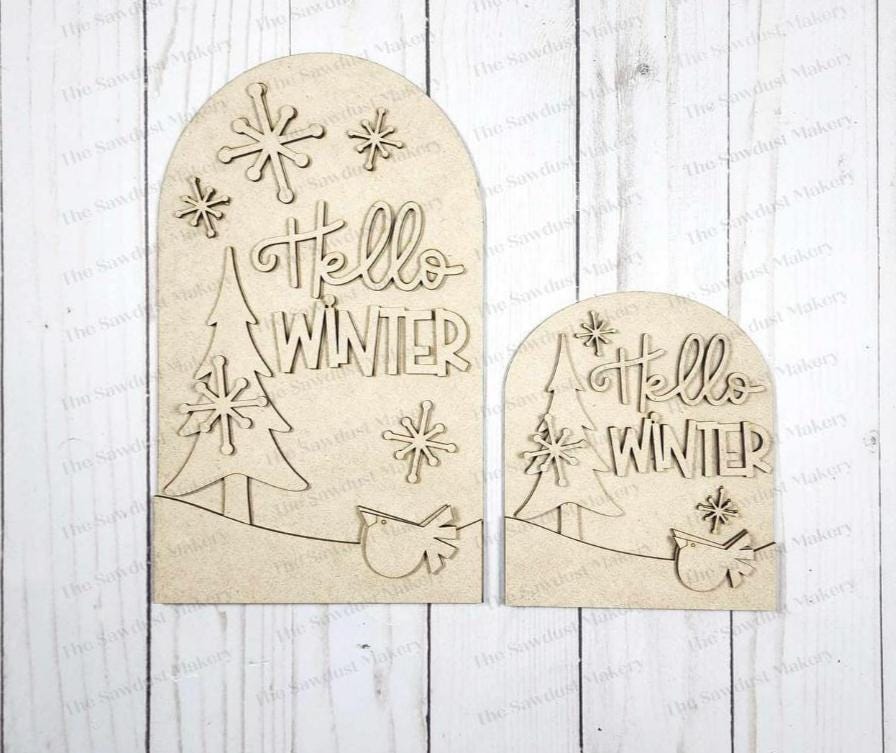 Interchangeable Large & Small Arched Boho Sign Insert | Hello Winter ...