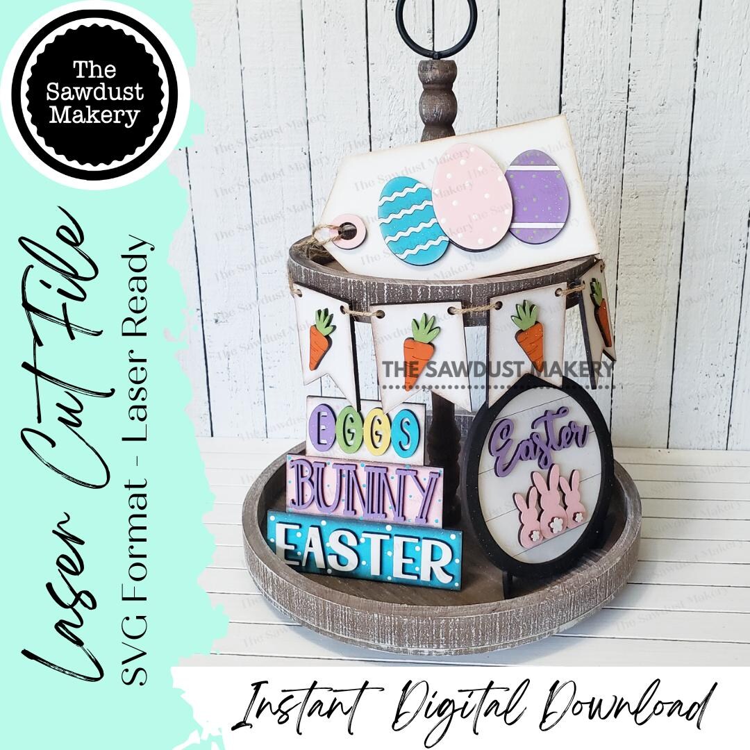 Easter Tiered Tray SVG File | Bunny Svg | Laser Cut File | Glowforge ...