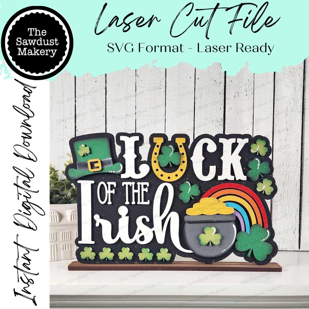 Luck of the Irish St. Patrick's Day Word Art Shelf Sitter Standing Sign ...
