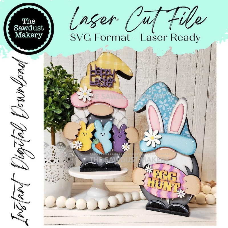 Easter Bunny Gnome Art - Etsy