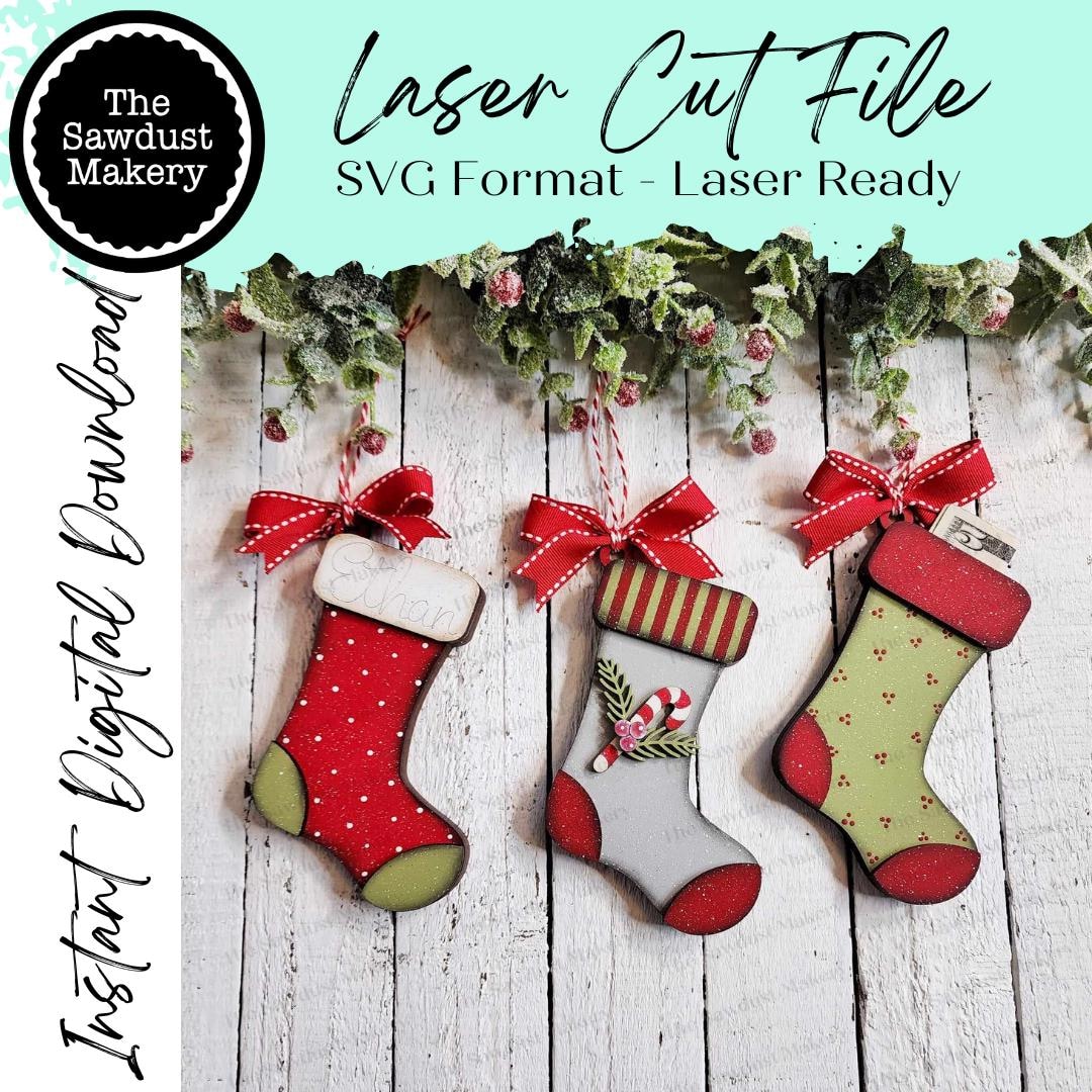 Stocking Christmas Ornament Bundle SVG File | Laser Cut File ...
