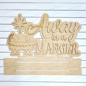 Nativity Away in a Manger Word Art Shelf Sitter Standing Sign File SVG ...