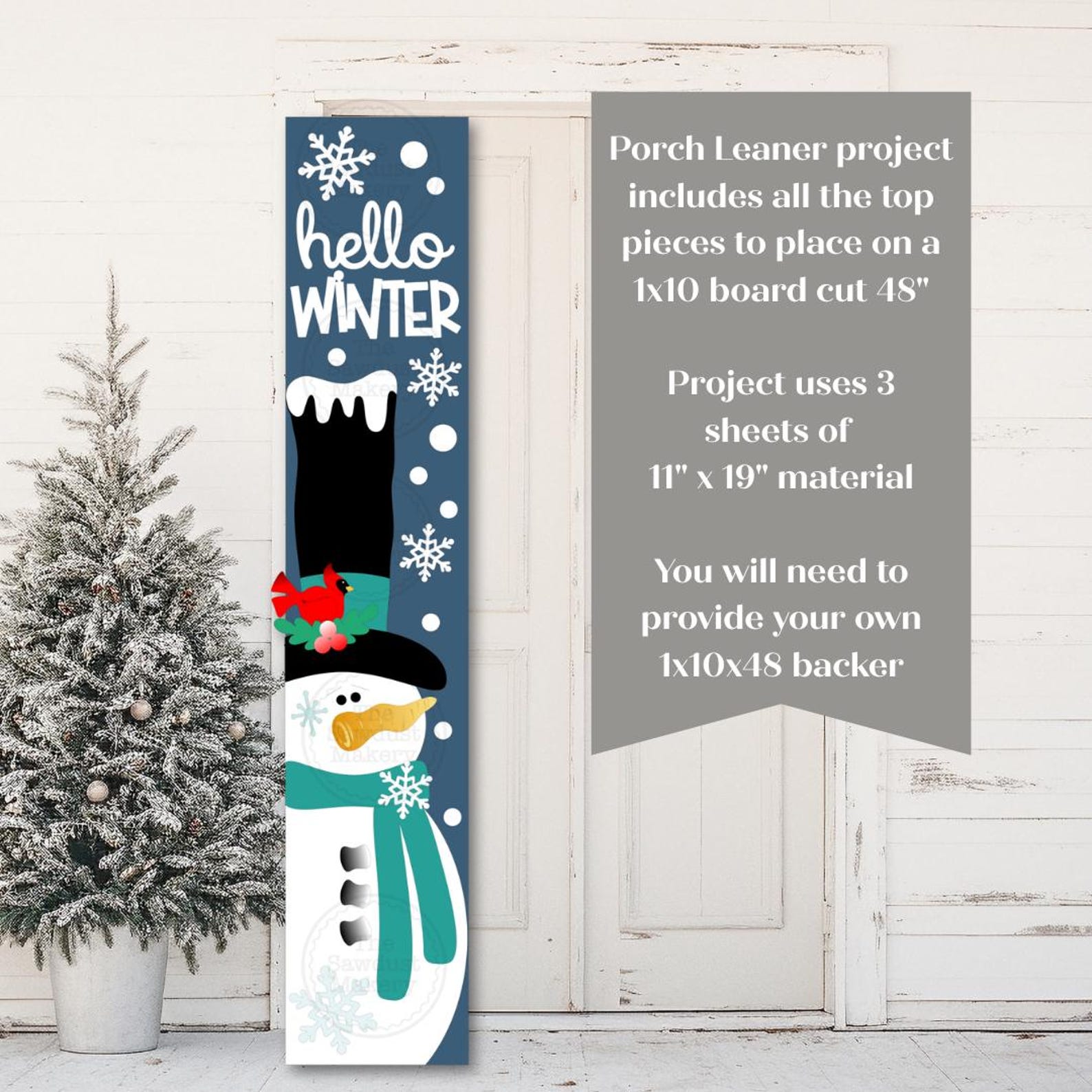 Hello Winter Snowman Porch Leaner SVG File | Laser Cut File | Snowman ...
