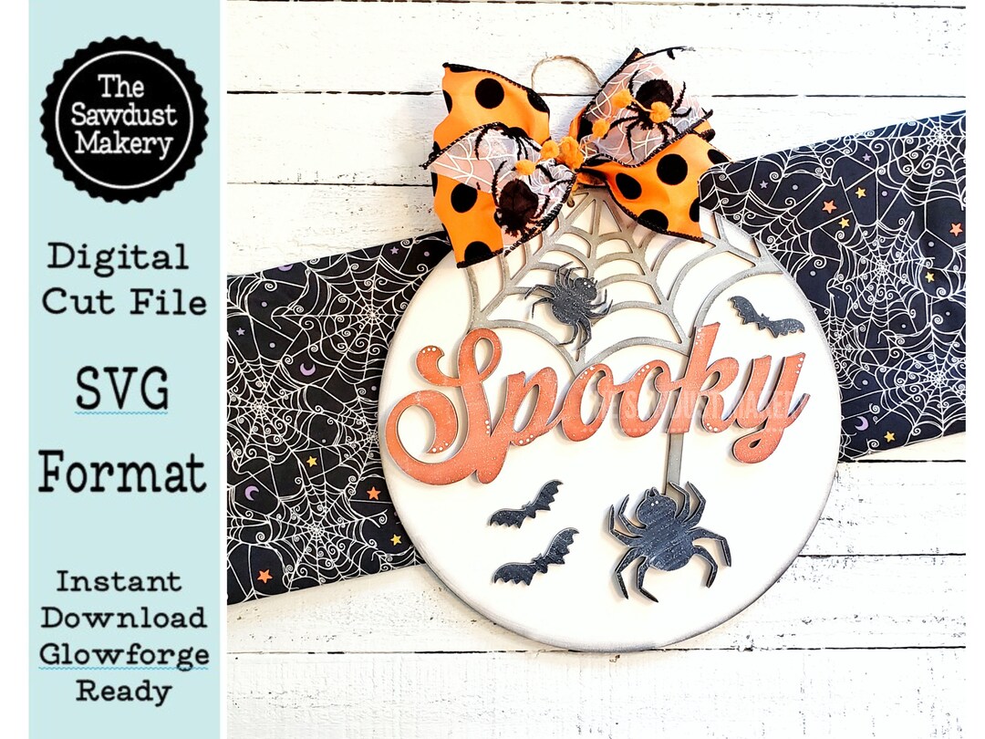 Spooky Halloween Door Hanger Halloween Door Hanger SVG File Laser Cut ...