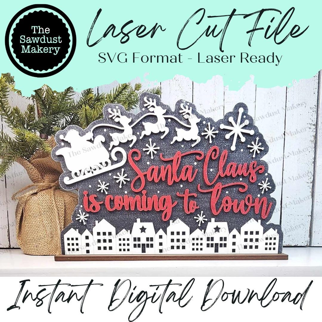 Santa Claus Word Art Shelf Sitter Standing Sign File SVG | Christmas ...