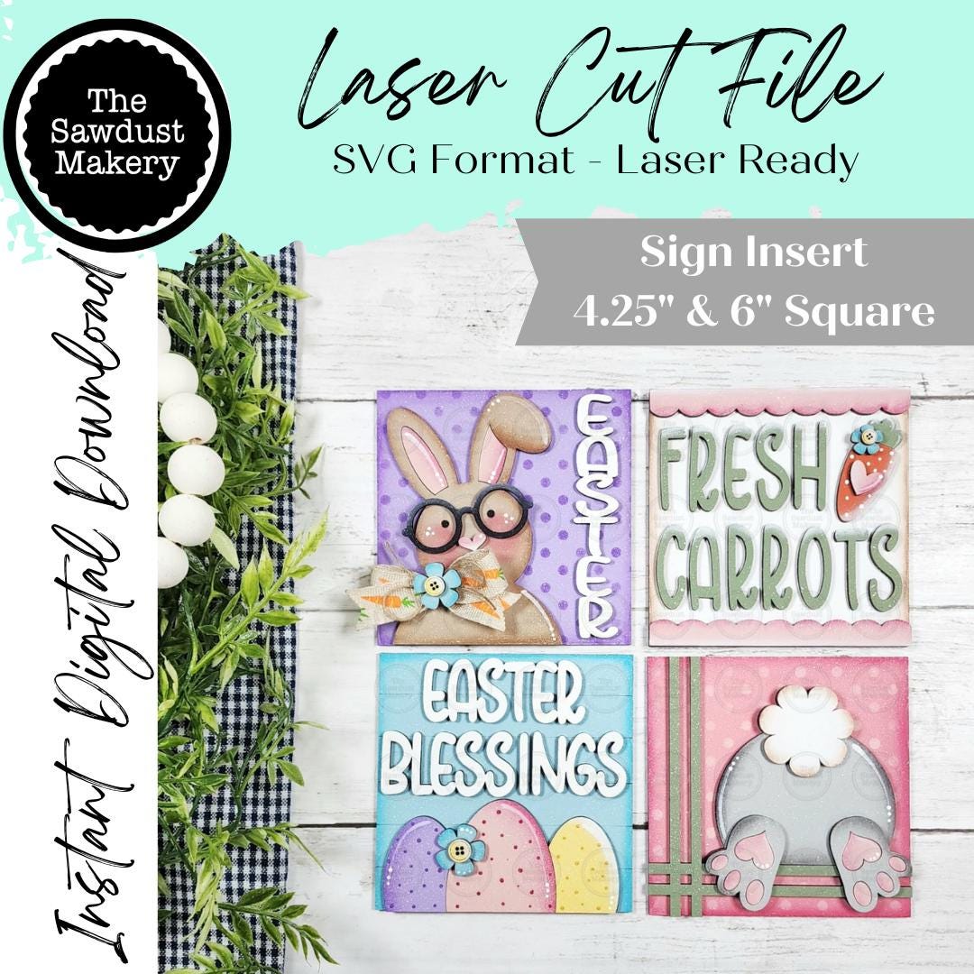 Bunny & Carrot Easter Signs Laser Cut File | Laser Cut File ...